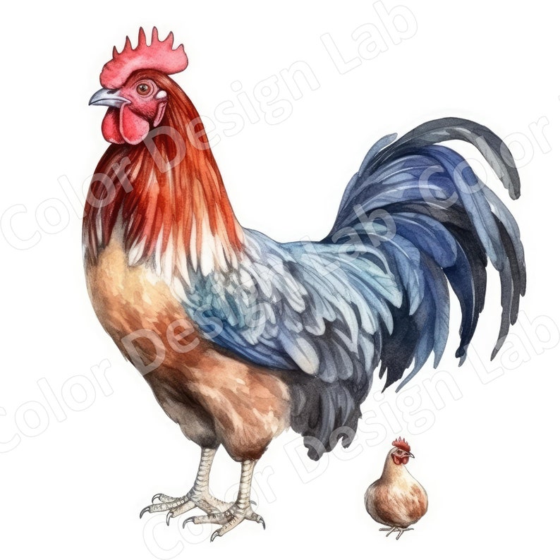 Cockerel Hen Printable Clipart Set 8 High Resolution Images - Etsy