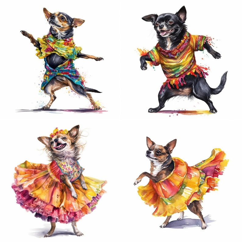 Chihuahua Dancing Clipart Set of 8 High-quality Dog PNG - Etsy