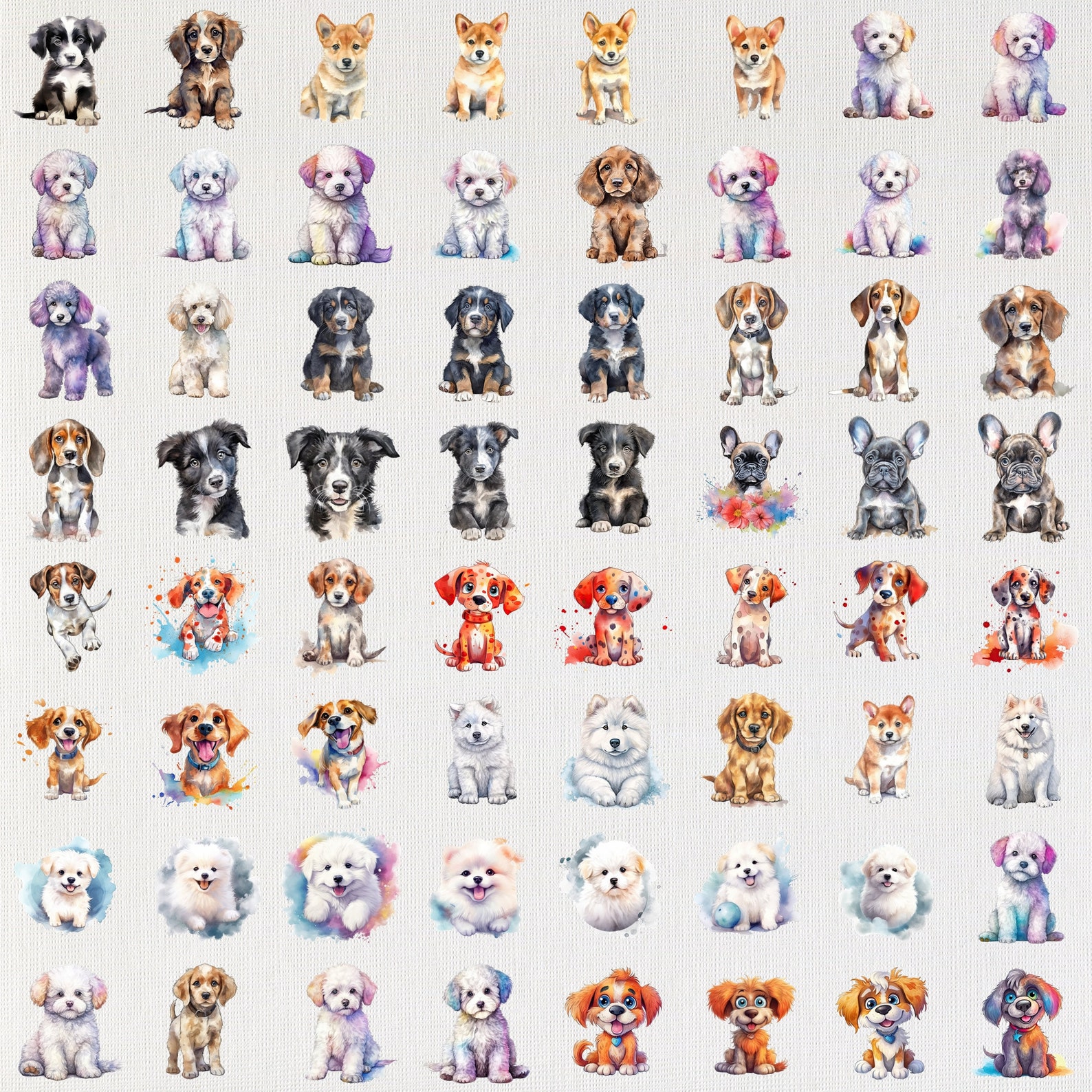 500 Puppy Clipart Bundle PNG Images, Digital Scrapbooking, Card Making ...