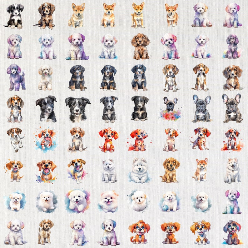 500 Puppy Clipart Bundle PNG Images Digital Scrapbooking - Etsy