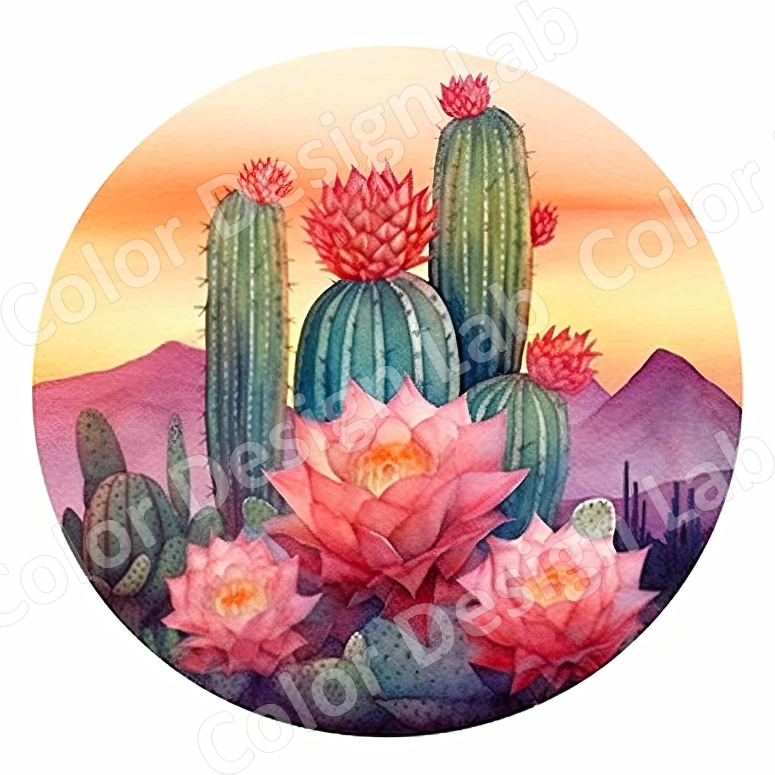 Sunset Cacti Printable Clipart Set, 8 High-resolution Pngs, Digital ...