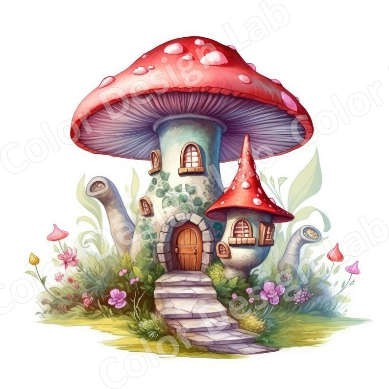 Toadstool House Clipart Set 8 High-resolution PNG Images - Etsy