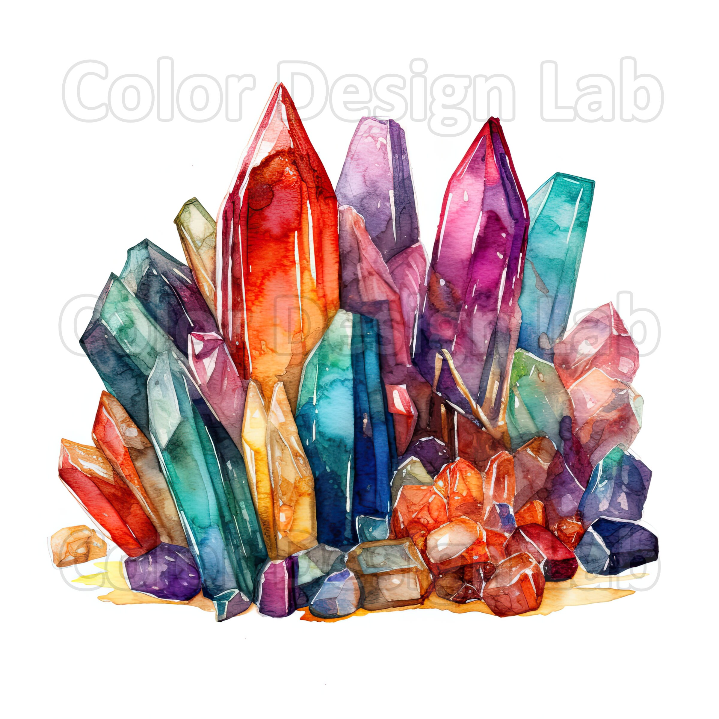 Colourful Crystal Printable Clipart Gemstone Set of 8 PNG - Etsy
