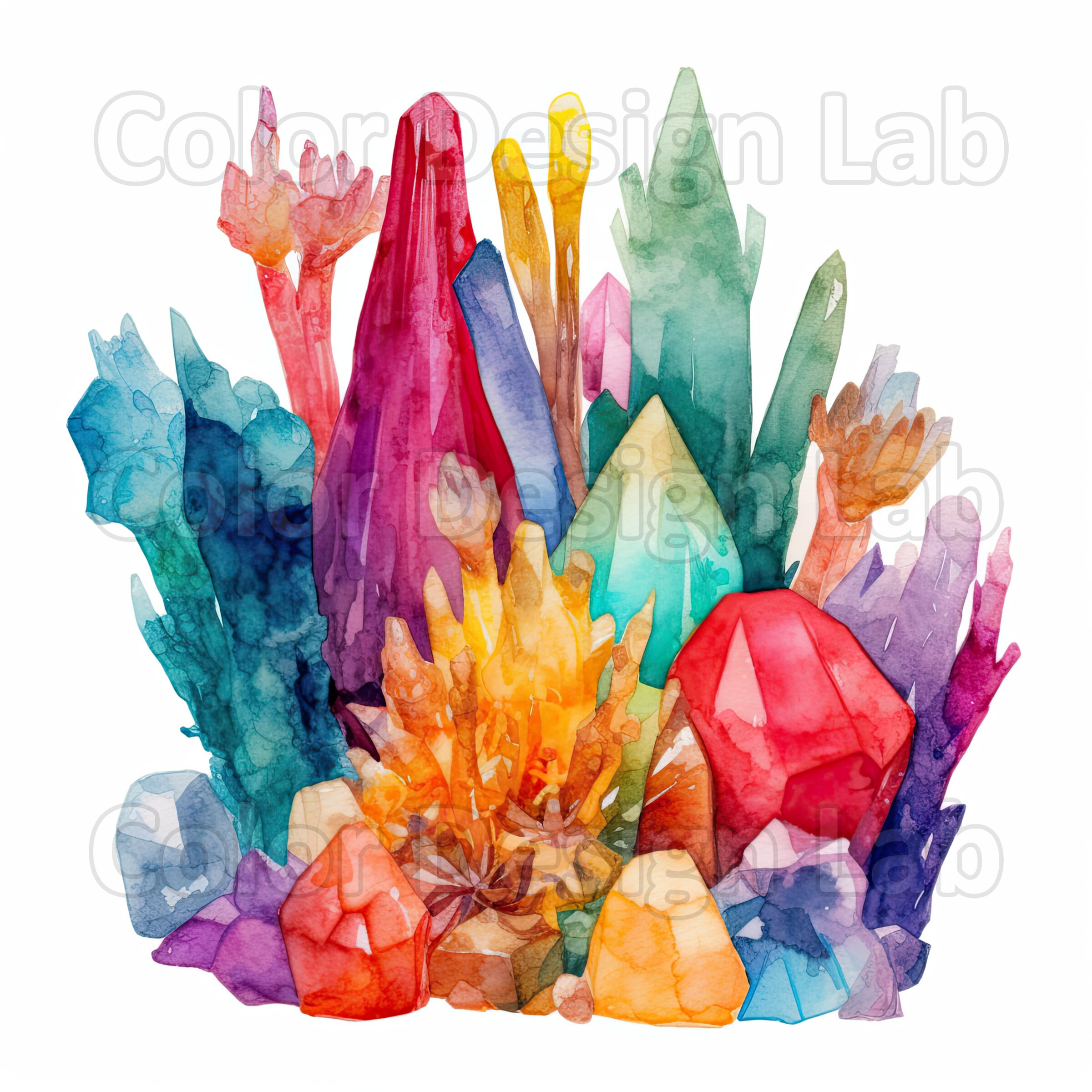 Colourful Crystal Printable Clipart Gemstone Set of 8 PNG - Etsy