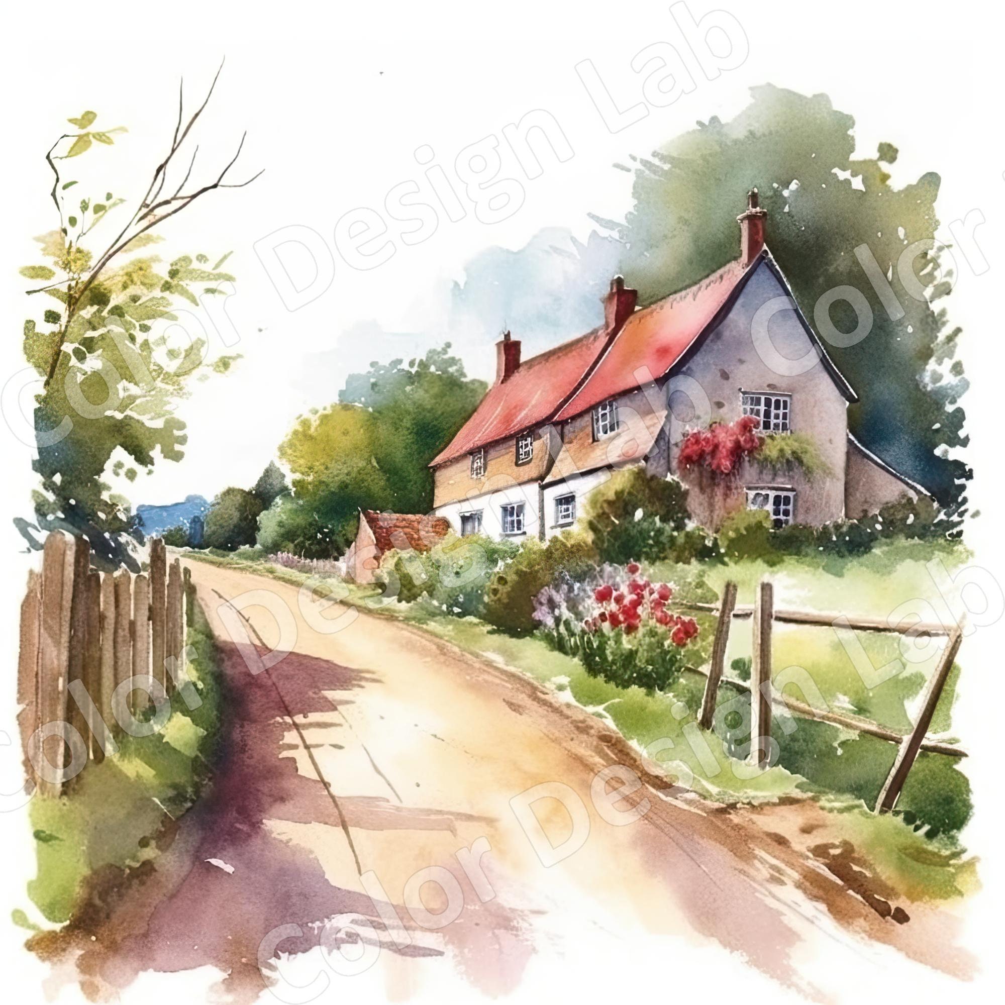 Country Lane Printable Clipart Set of 8 High-resolution PNG Images ...