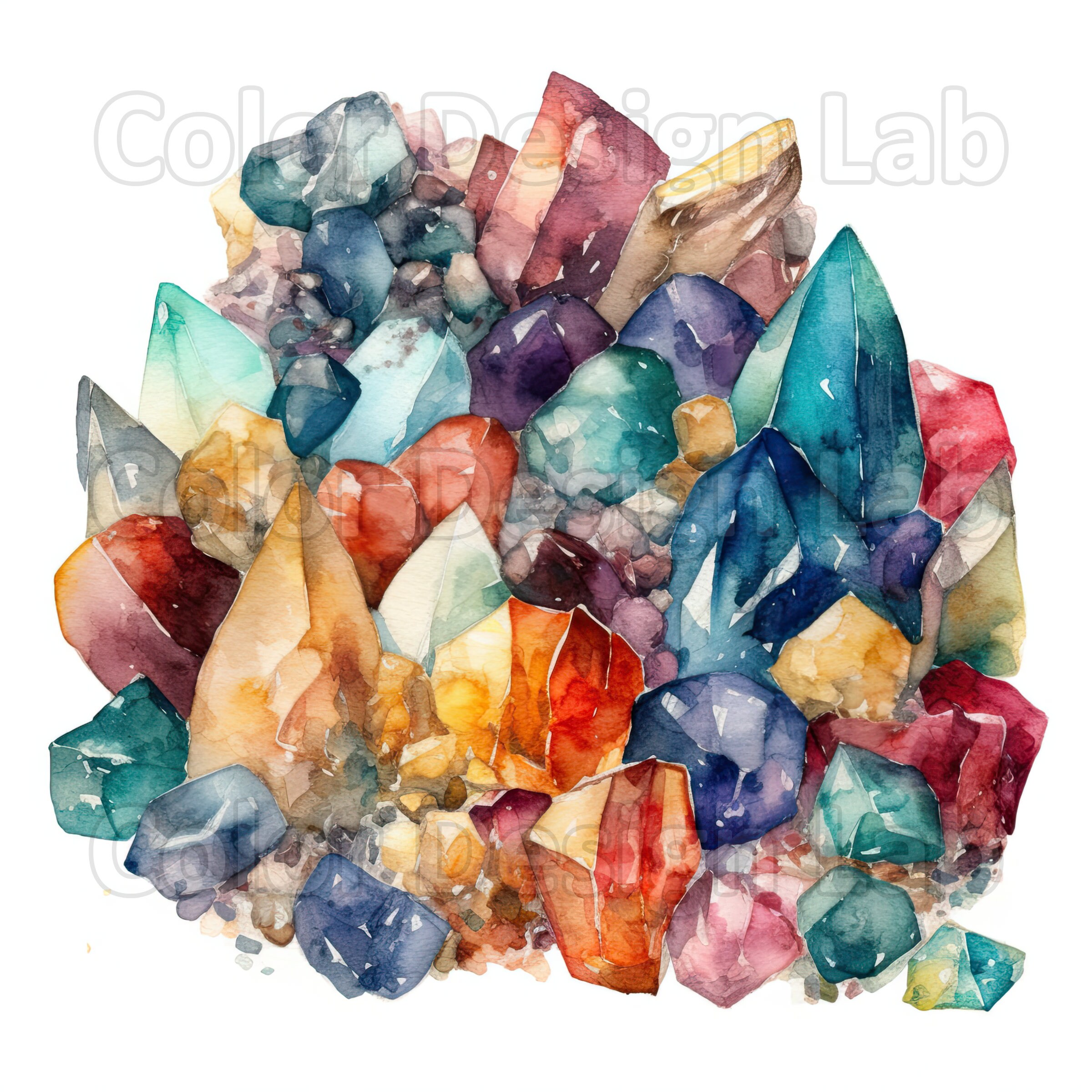 Colourful Crystal Printable Clipart Gemstone Set of 8 PNG - Etsy