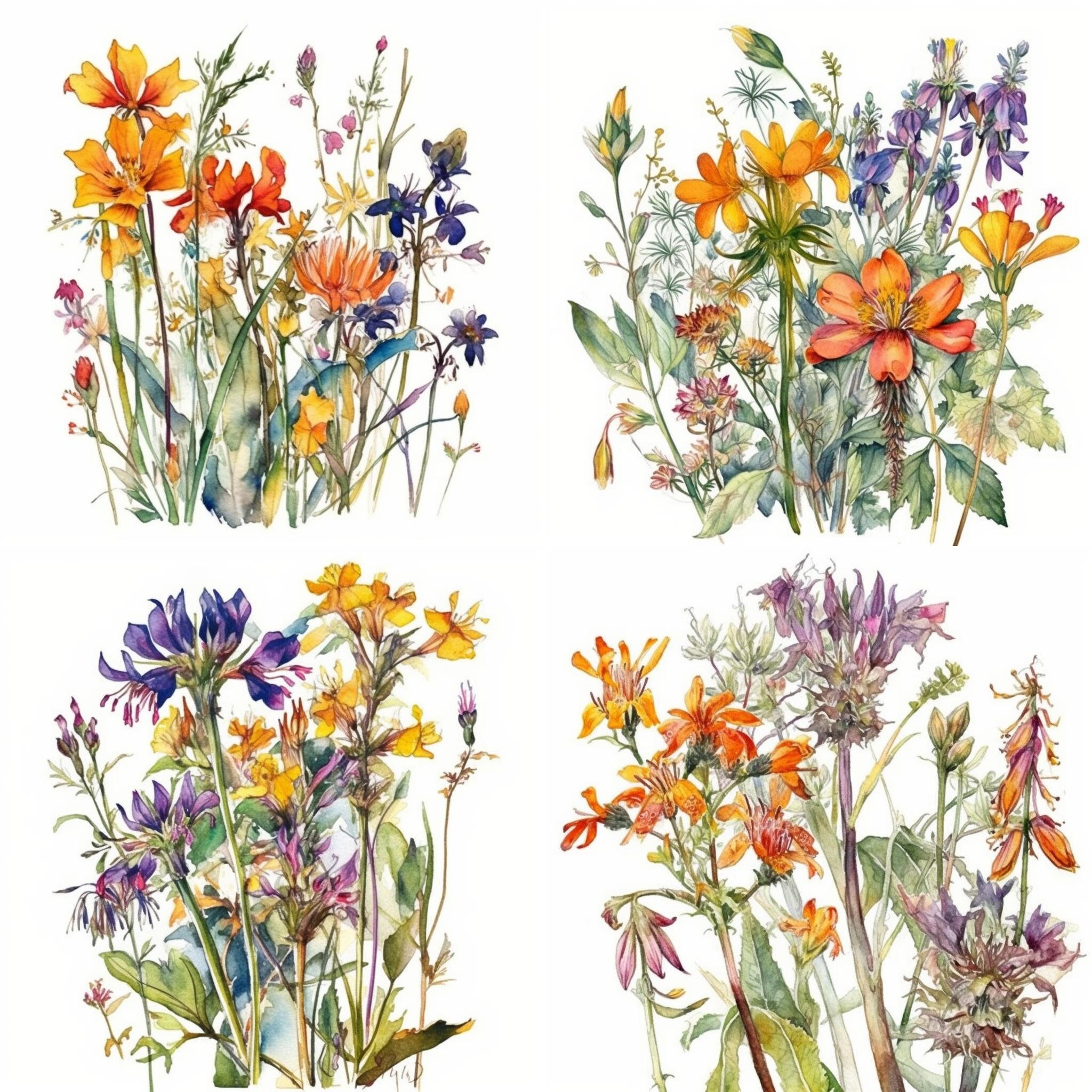 Wildflower Sketch Clipart Set of 8 High-quality Hand-drawn - Etsy