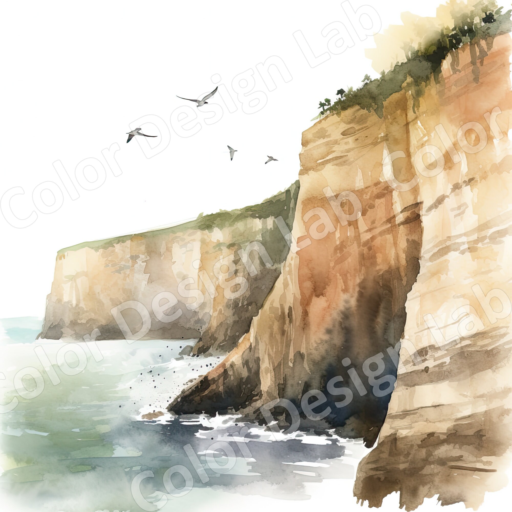 Soaring Coast Cliffs Printable Clipart 8 High-resolution - Etsy