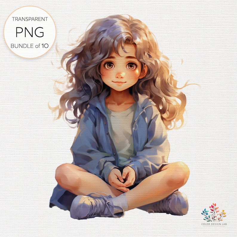Chibi Girl Sitting Cute Manga-styled PNG Clipart Digital - Etsy