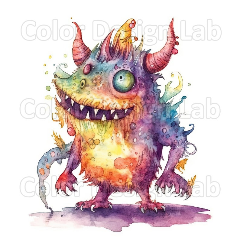 Cartoon Monster Printable Clipart Set 8 High-quality Pngs - Etsy