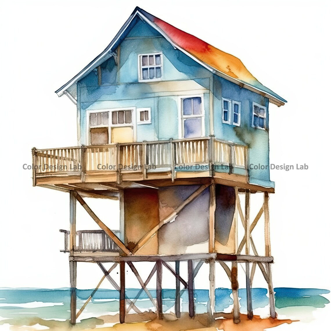 Beach House Clipart 8 High-resolution PNG Images Perfect - Etsy
