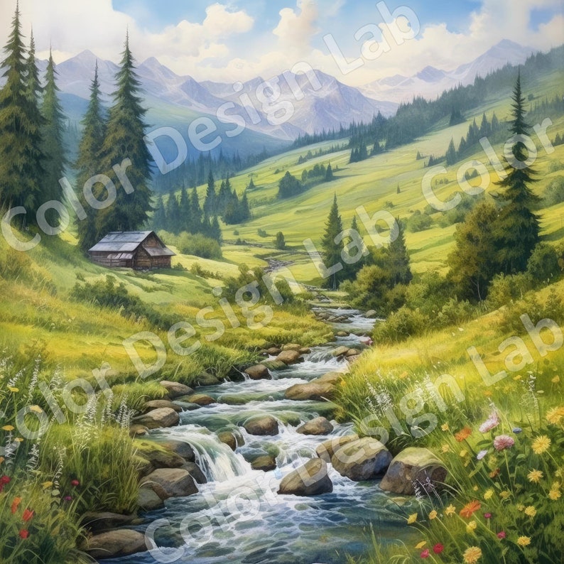 Carpathian Mountain Tranquility Printable Clipart Set - 8 High ...