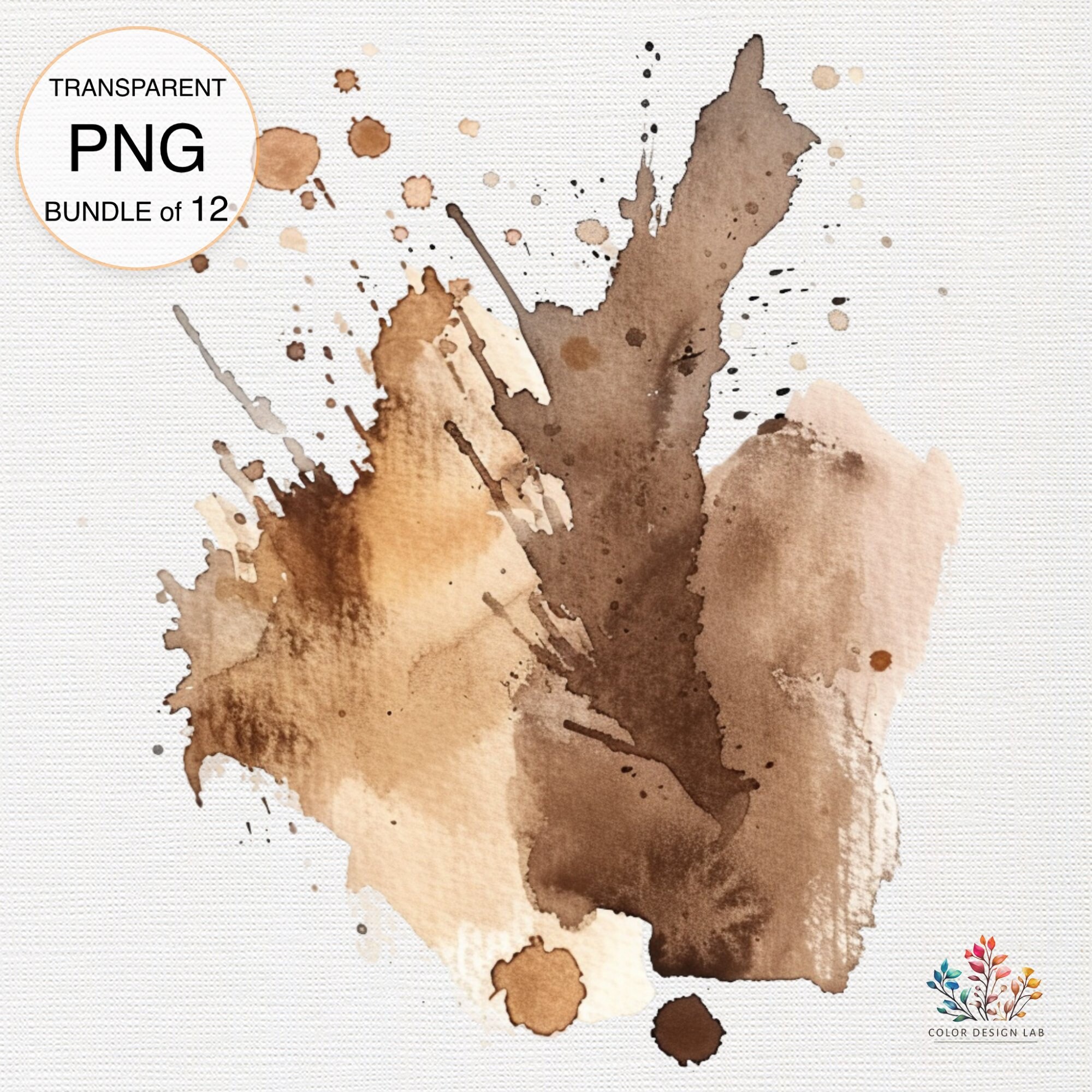 Sepia Tone Splash Watercolor Splashed Colors Clipart, Beige Brown Peach ...