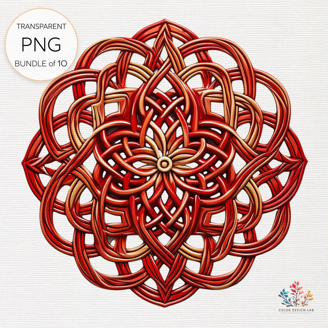 Mystical Red and Gold Celtic Knot Clipart, Vibrant Intricate Labyrinth ...