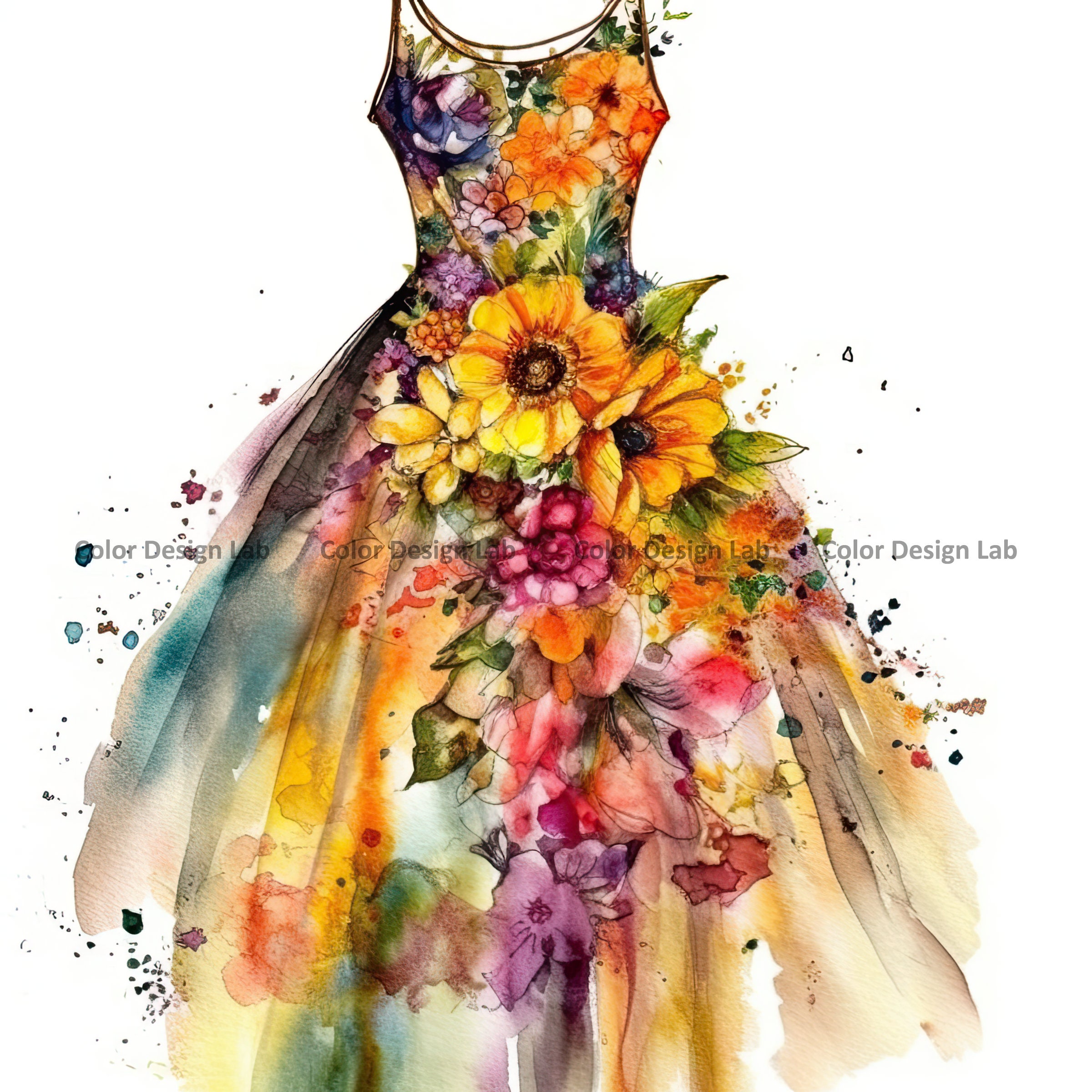 Flower Dress Clipart Set of 12 High-quality Floral PNG - Etsy