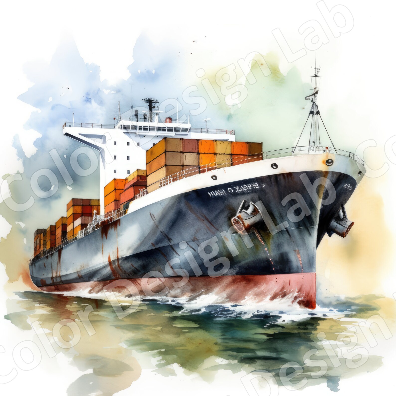 Cargo Ship Download Printable Clipart, Set of 4 High-resolution Cargo ...