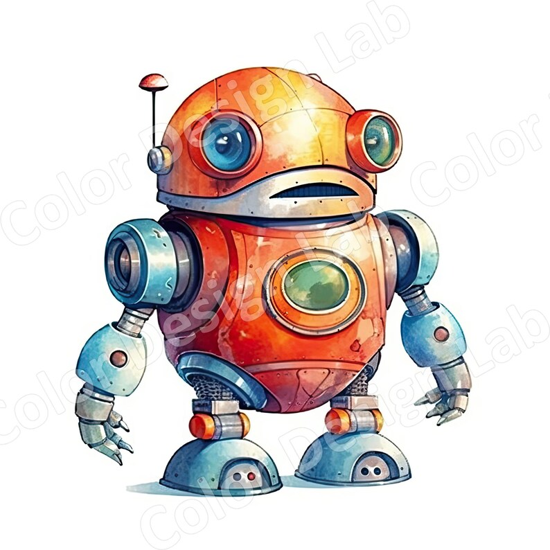 Cute Robot Clipart 8 High-resolution Pngs Digital Download - Etsy