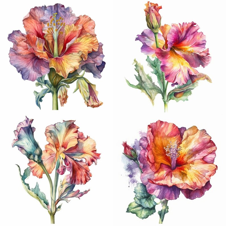 Flower Pastel Clipart Set of 12 High-quality Floral PNG - Etsy
