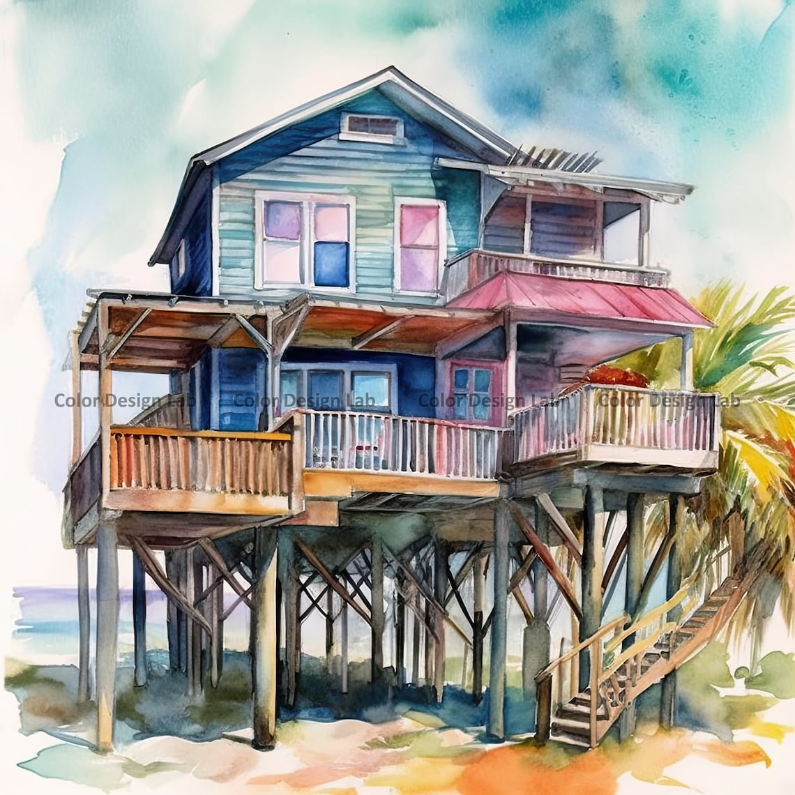 Beach House Clipart 8 High-resolution PNG Images Perfect - Etsy