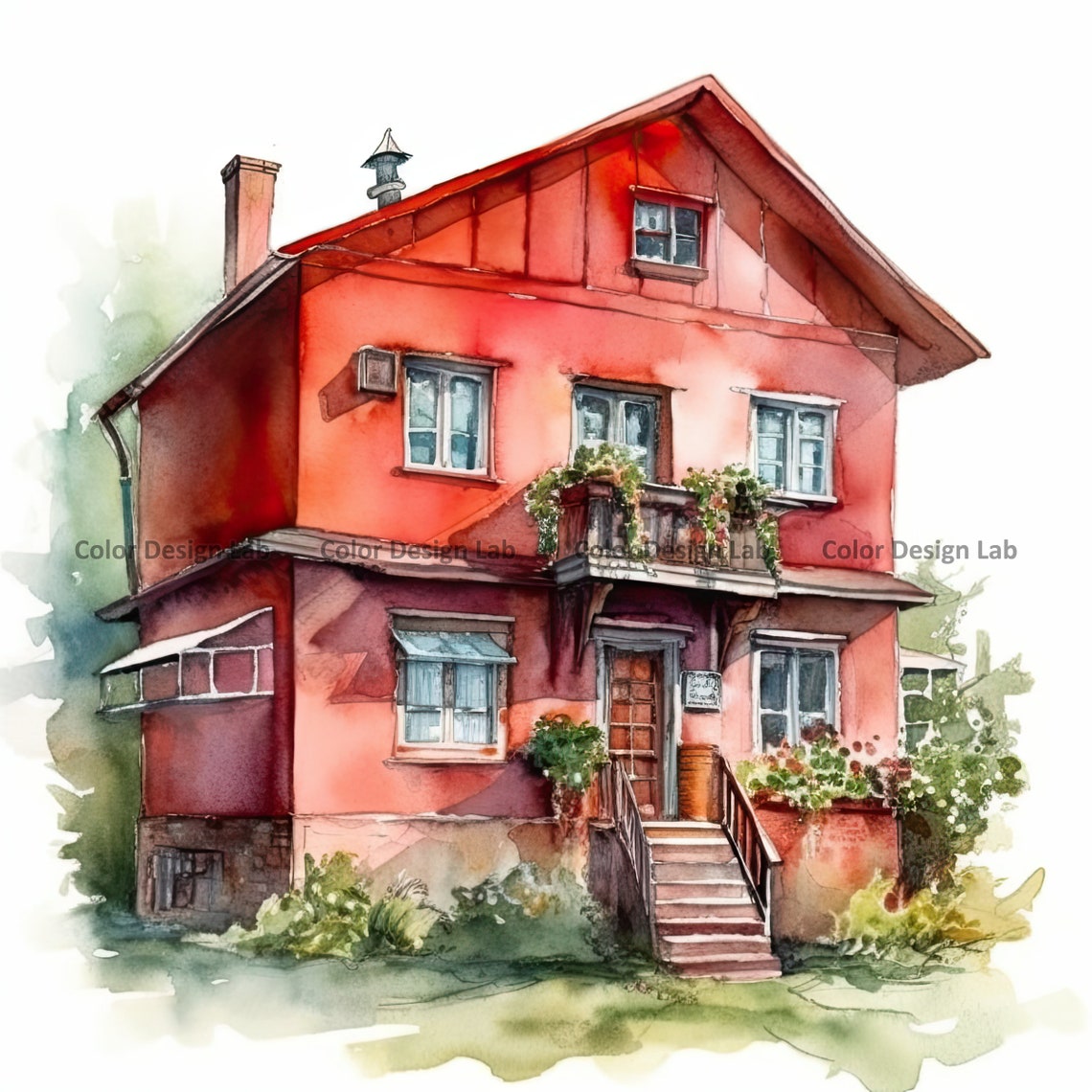 Red House Clipart Set of 8 High-quality Buildings PNG - Etsy