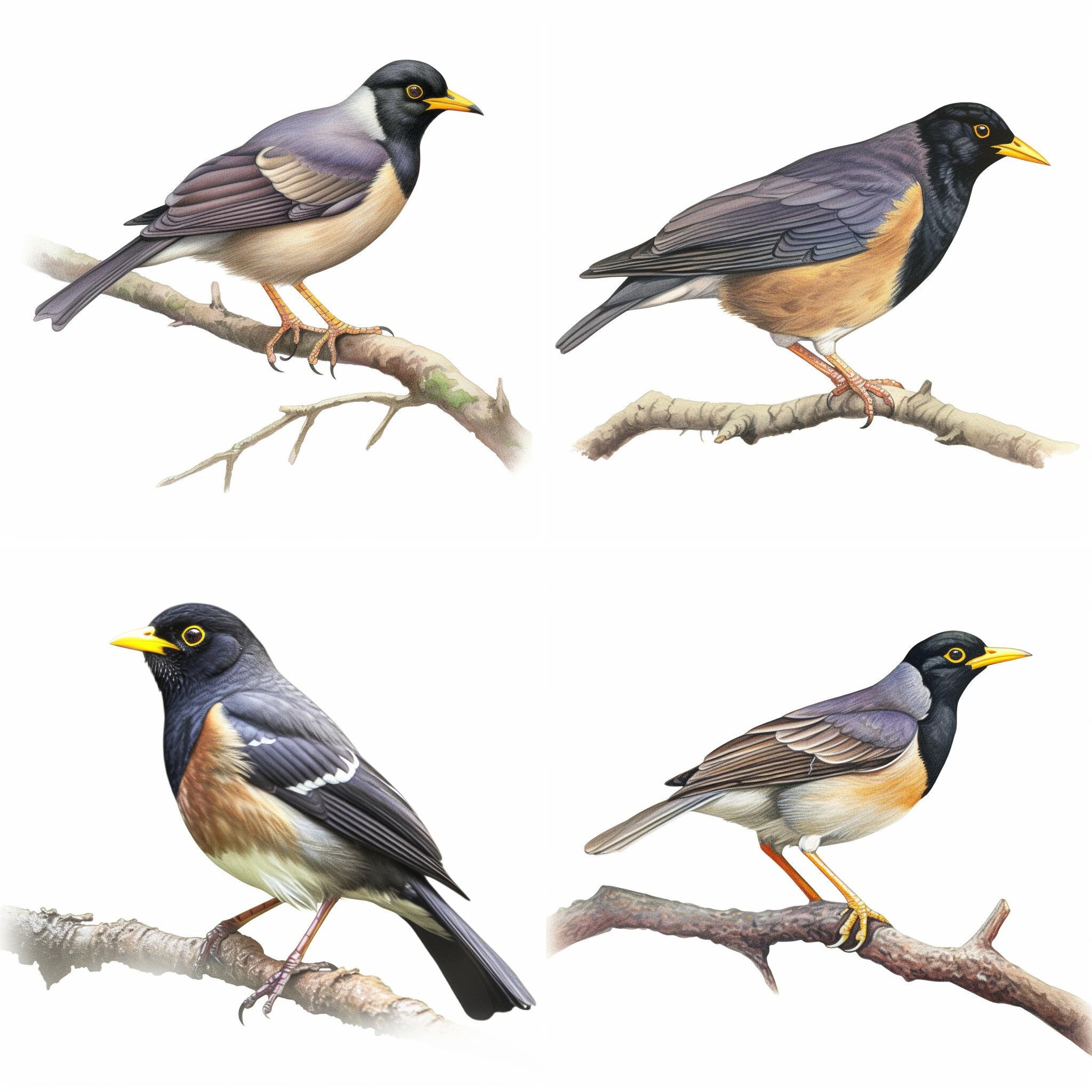 Common Myna Clipart 8 High Quality Myna Bird Digital - Etsy