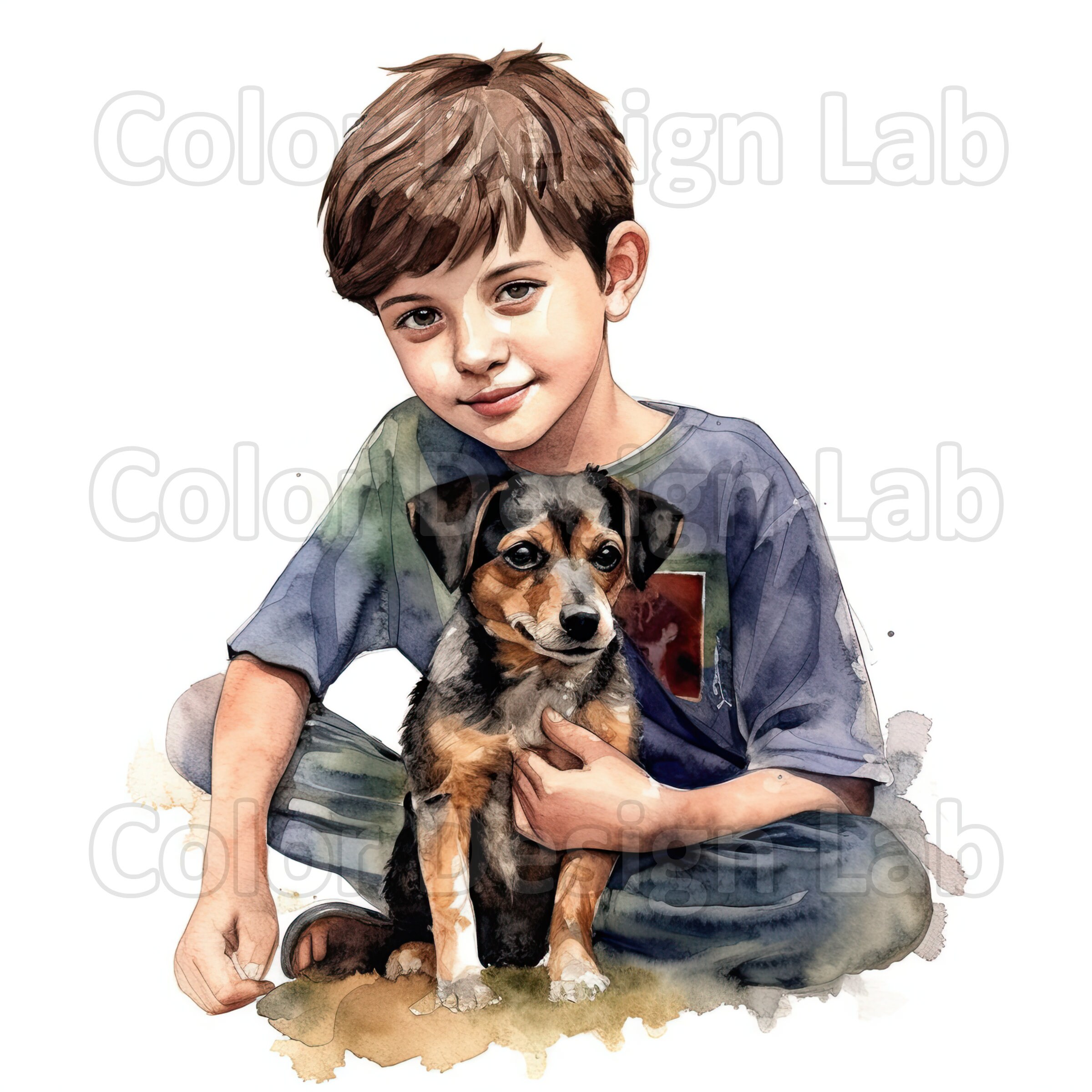 Boy and Puppy Clipart Set of 8 PNG Files High-resolution - Etsy