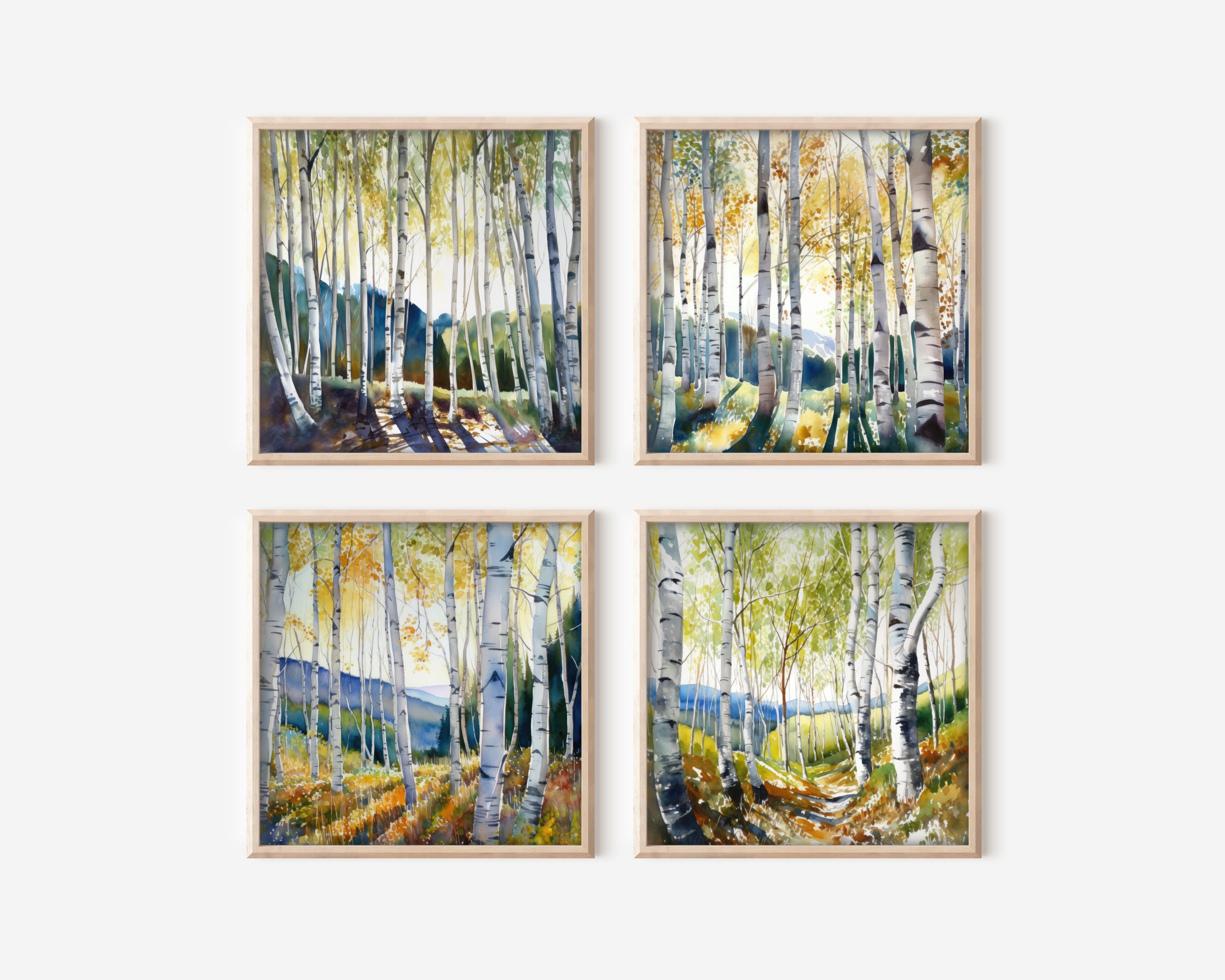 Sunlit Birch Forest Printable Wall Art Download 4 - Etsy