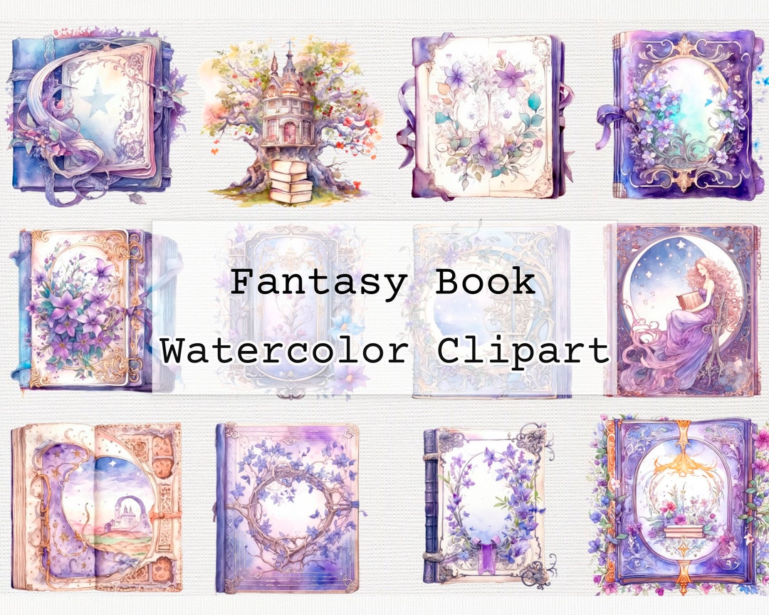 Fantasy Book Clipart Watercolor Characters Commercial License Download ...