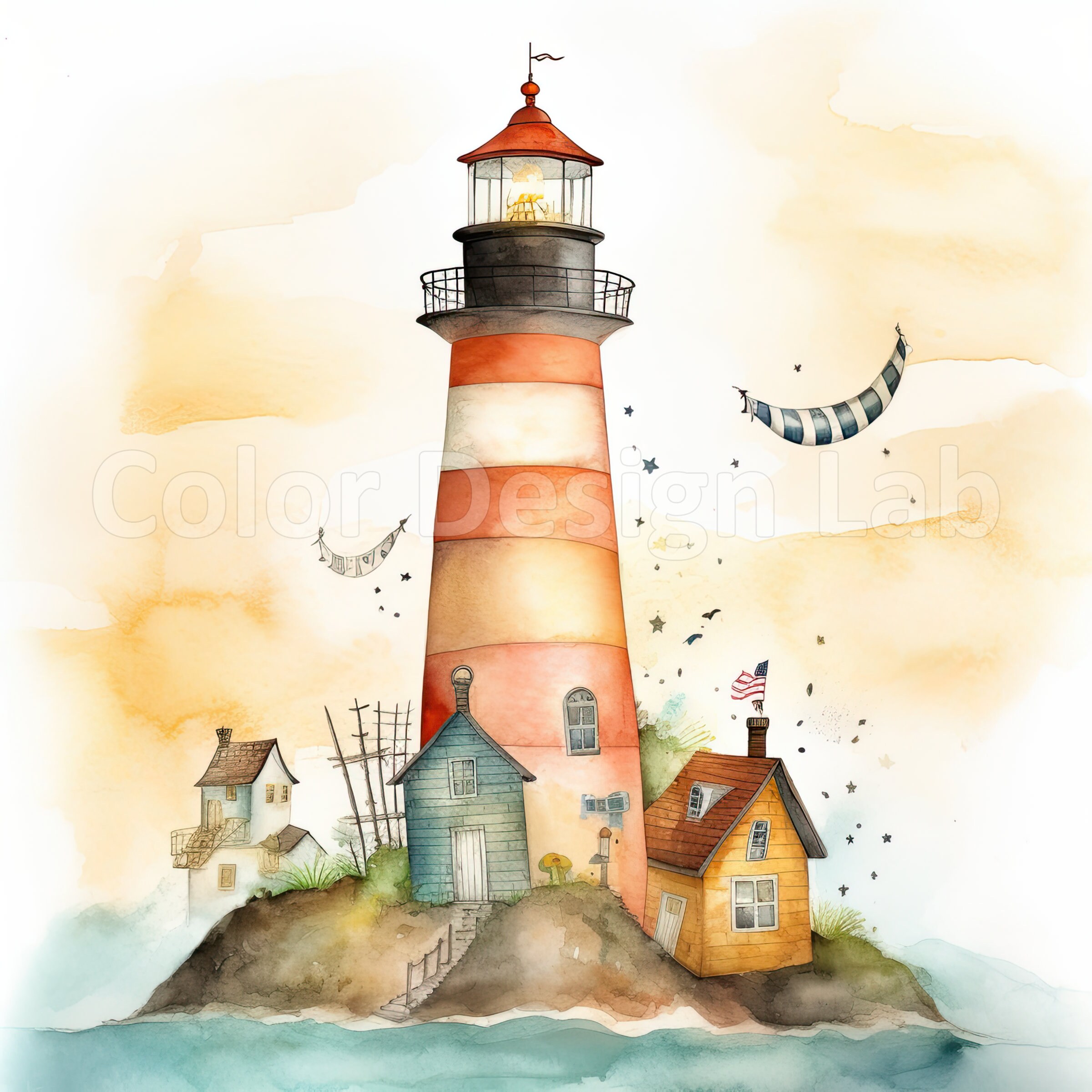 Whimsical Lighthouse Printable Clipart Set of 8 High-quality - Etsy