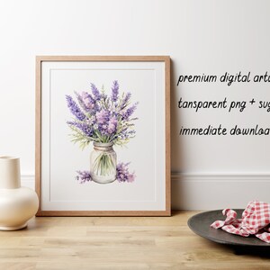 Lavender Watercolor Clipart, Hand-painted Floral Design, Delicate ...