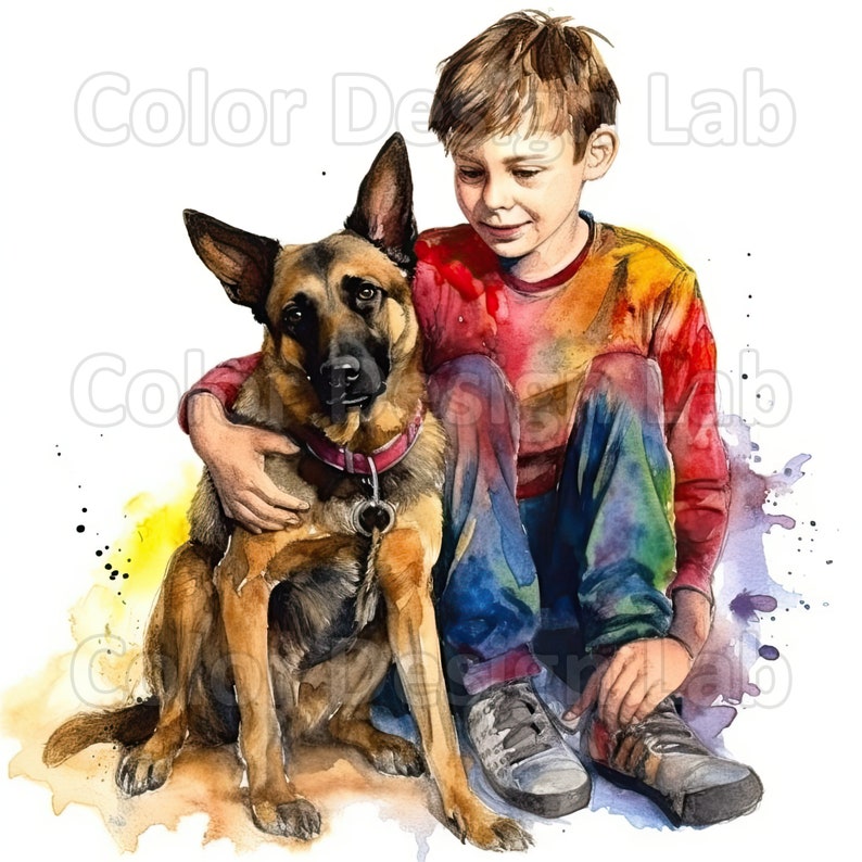 Boy and Puppy Clipart Set of 8 PNG Files High-resolution - Etsy
