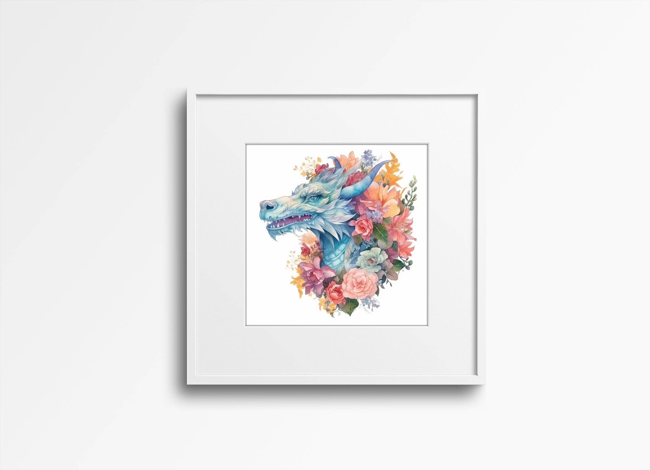 Floral Dragon Printable Clipart Set 8 Pngs of Fantasy Art - Etsy