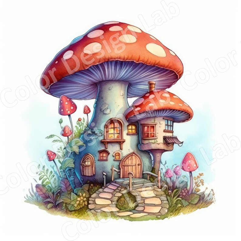 Toadstool House Clipart Set 8 High-resolution PNG Images - Etsy