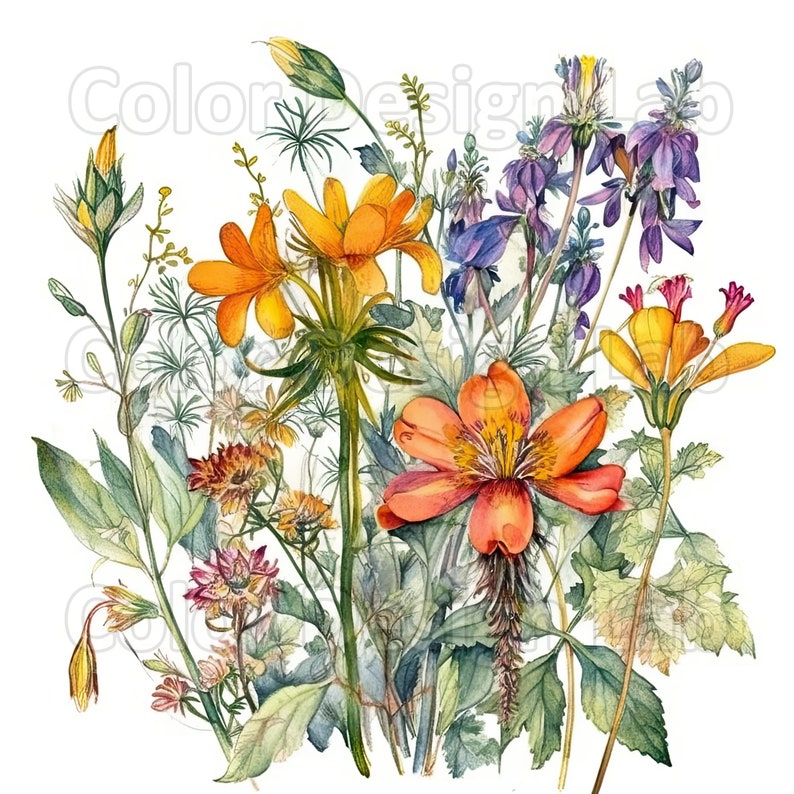 Wildflower Sketch Clipart Set of 8 High-quality Hand-drawn - Etsy