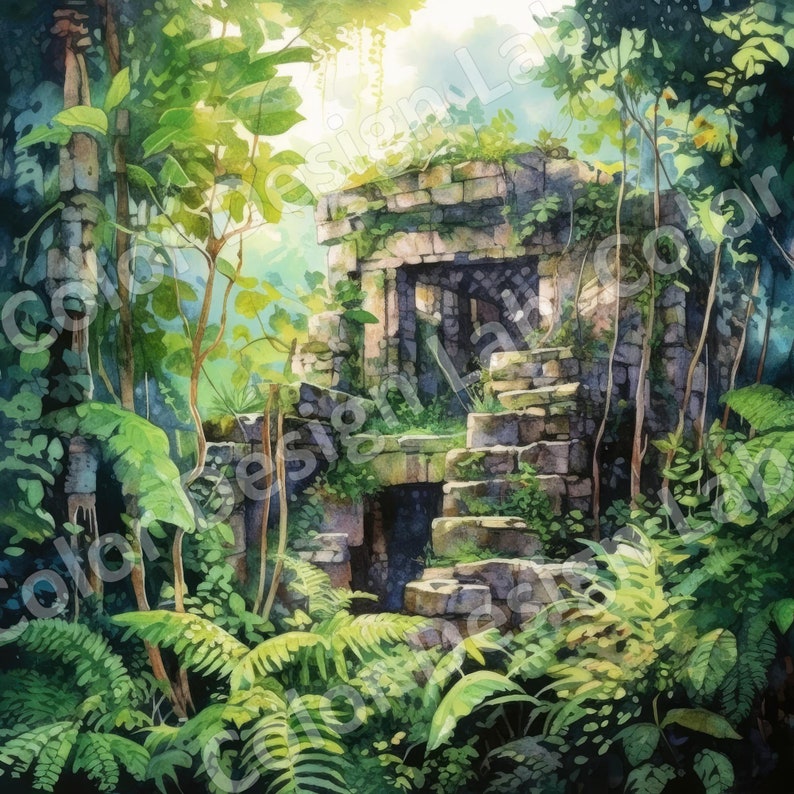 Mysterious Jungle Ruins Printable Clipart Set 8 Pngs of - Etsy