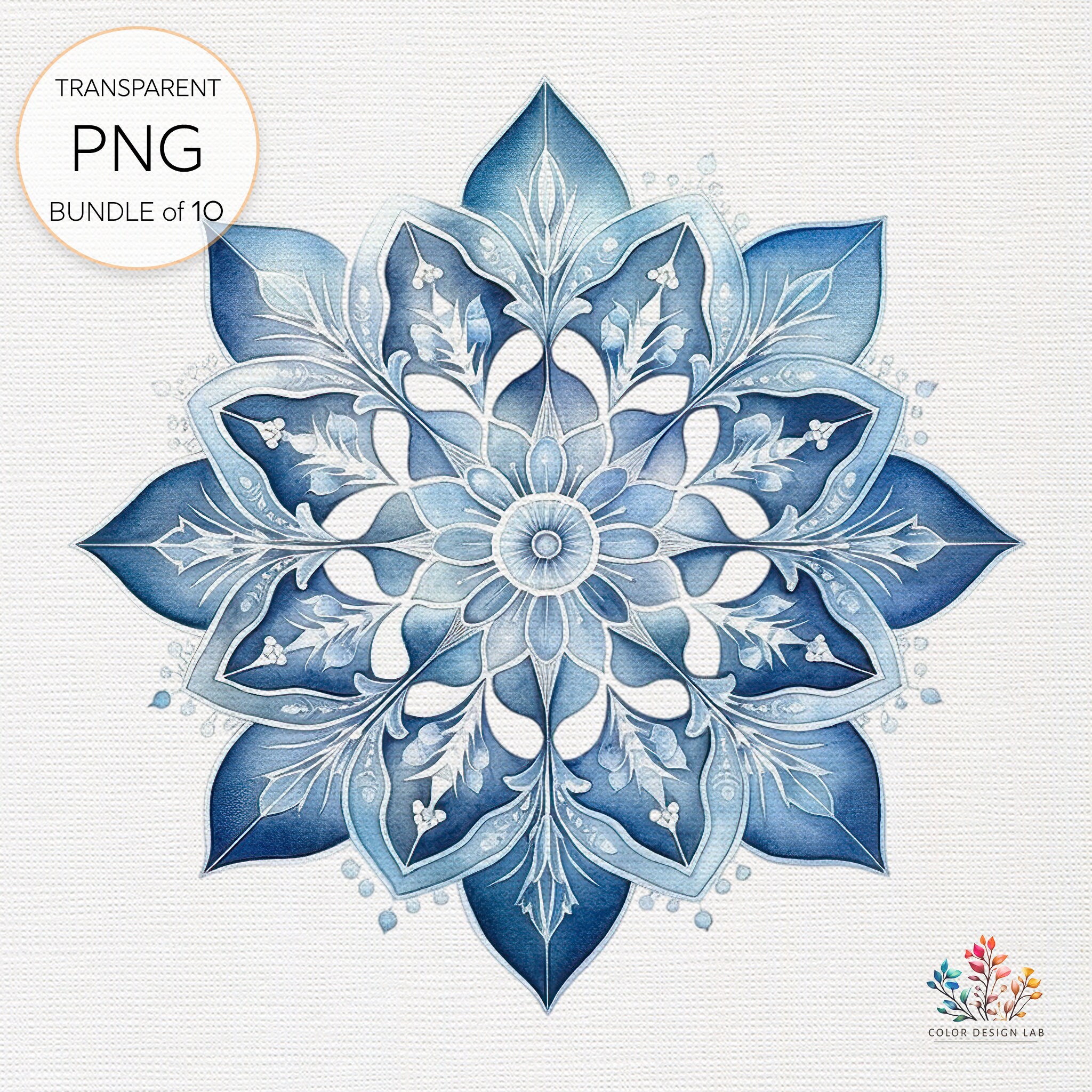 Snow Flake Pattern Watercolor Clipart Image, Wintry Design, Frosty ...