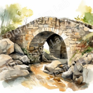 Rustic Stone Bridge Printable Clipart, High-resolution Digital Download ...