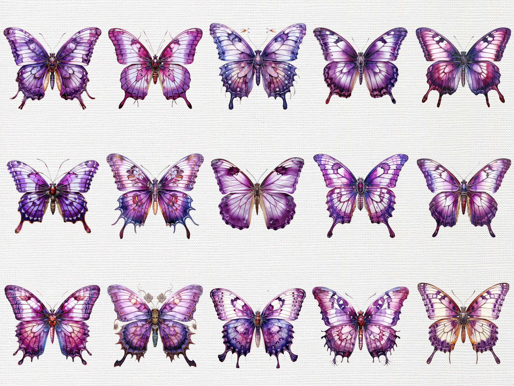 Purple Butterfly Clipart Set 36 Quality Watercolor - Etsy