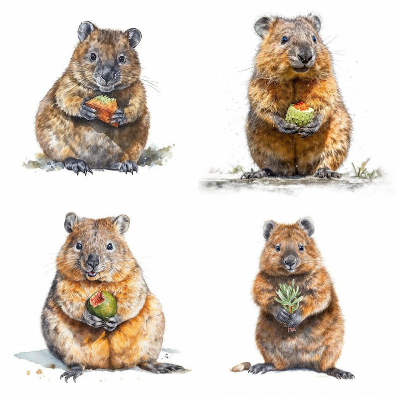 Happy Quokka Clipart Set 8 Printable PNG Files Commercial - Etsy