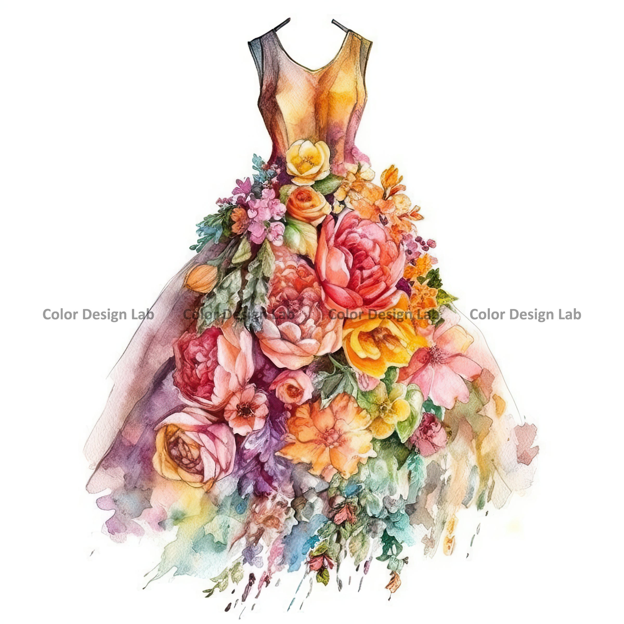 Flower Dress Clipart Set of 12 High-quality Floral PNG - Etsy