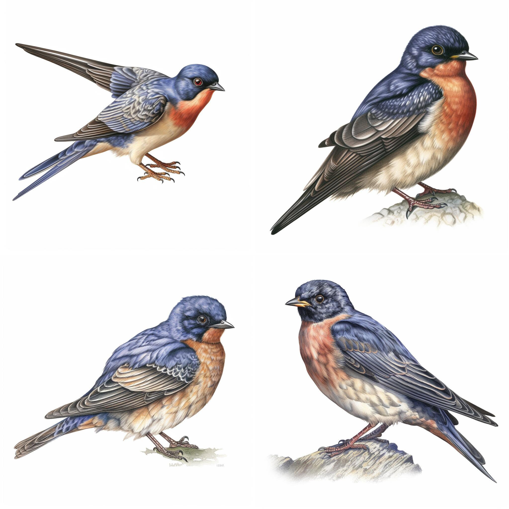 European Barn Swallow Clipart 8-piece Printable Art Set - Etsy