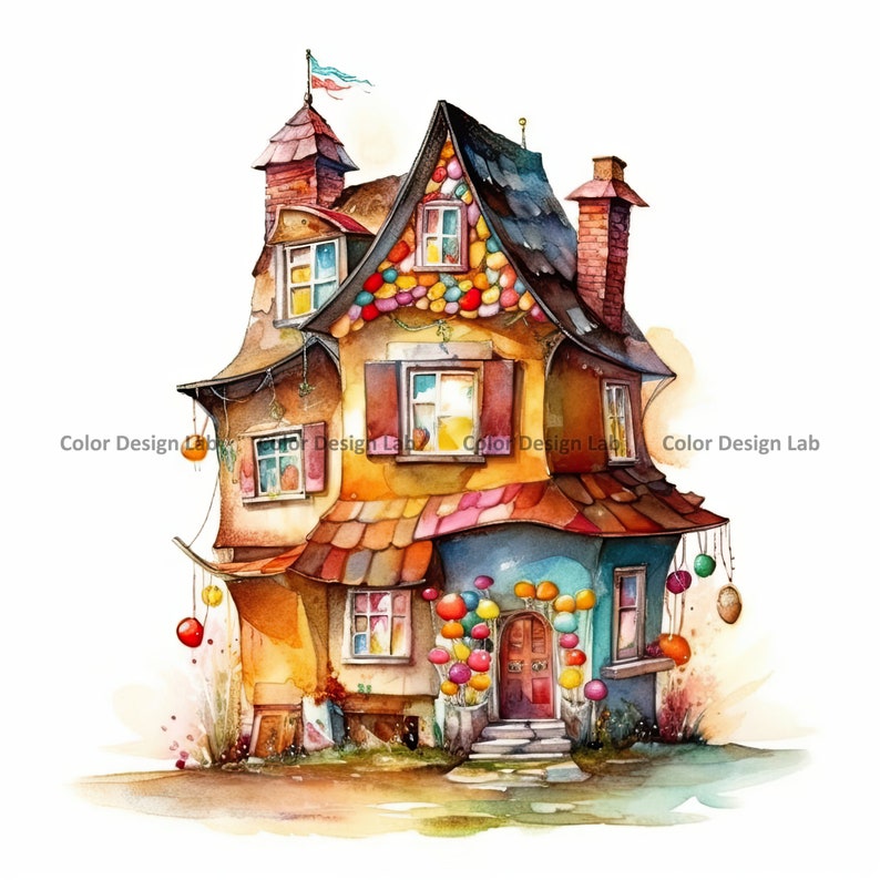 Candy House Clipart House of Sweets PNG 8 Candy Houses - Etsy