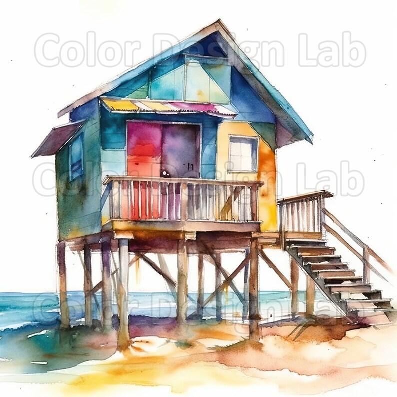 Beach Hut Summer Printable Clipart High-quality PNG Set of - Etsy