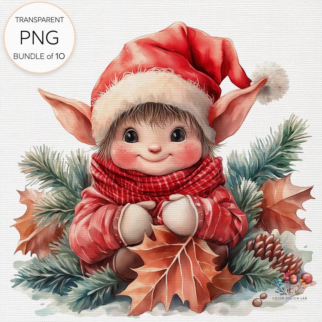 Playful Christmas Elf Clipart - Watercolor Holiday Elves, Festive Mixed ...