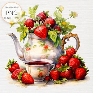 Victorian Strawberry Tea Clipart, Vintage Tea Party, Tea Time ...