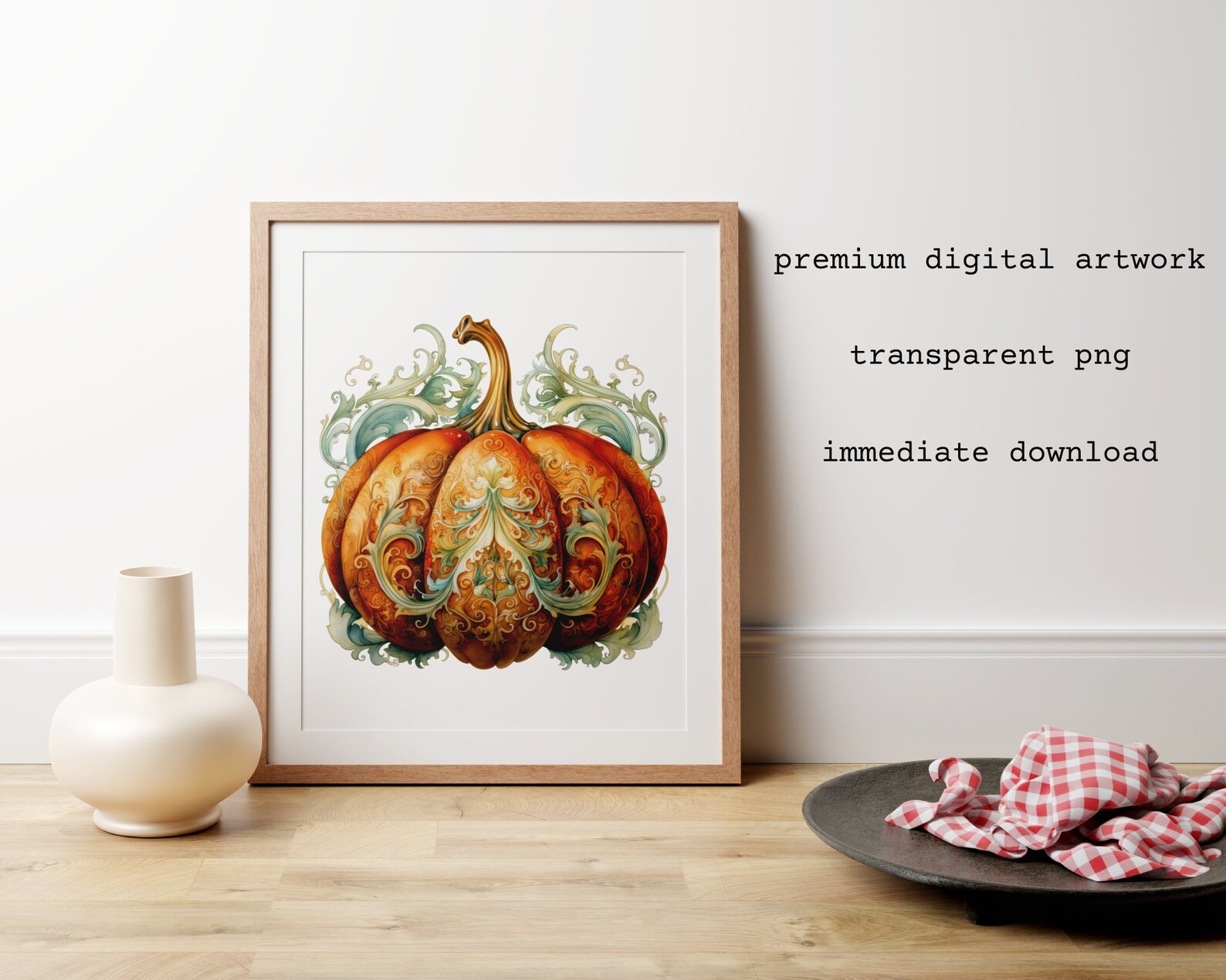 Boho Pumpkin Clipart Bundle of 36 Quality Transparent Watercolor Png ...
