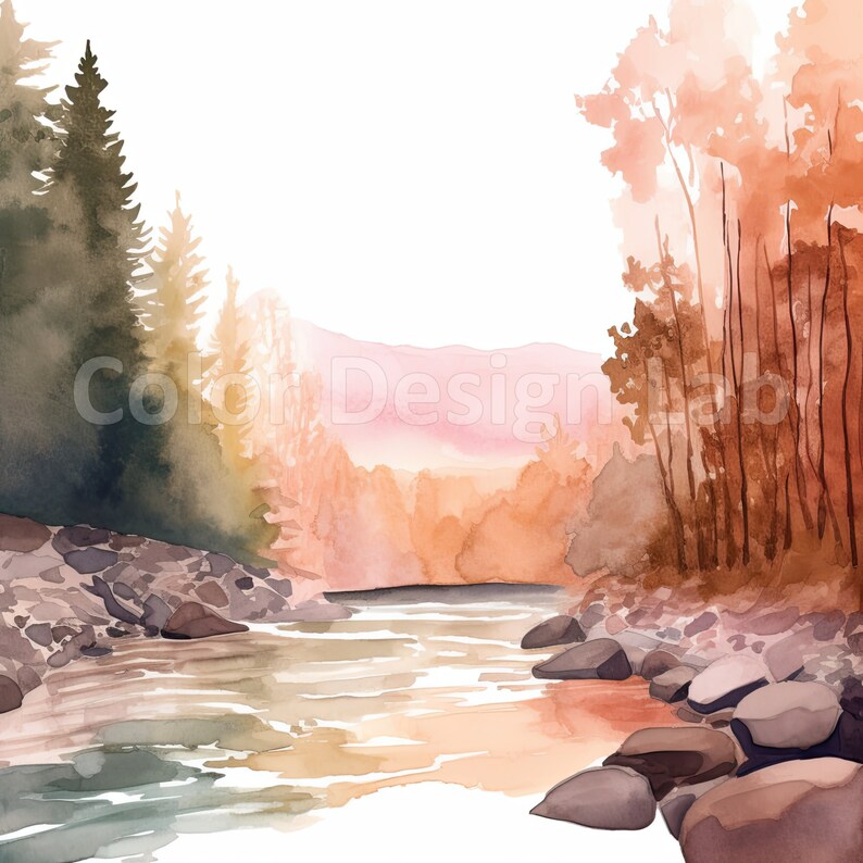 Tranquil River Printable Clipart - 8 Piece PNG Set, Instant Digital ...