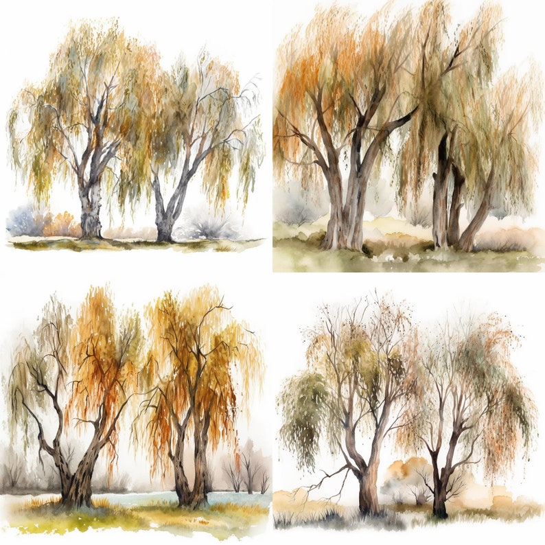 Whispering Willow Trees Clipart Instant Digital Download - Etsy