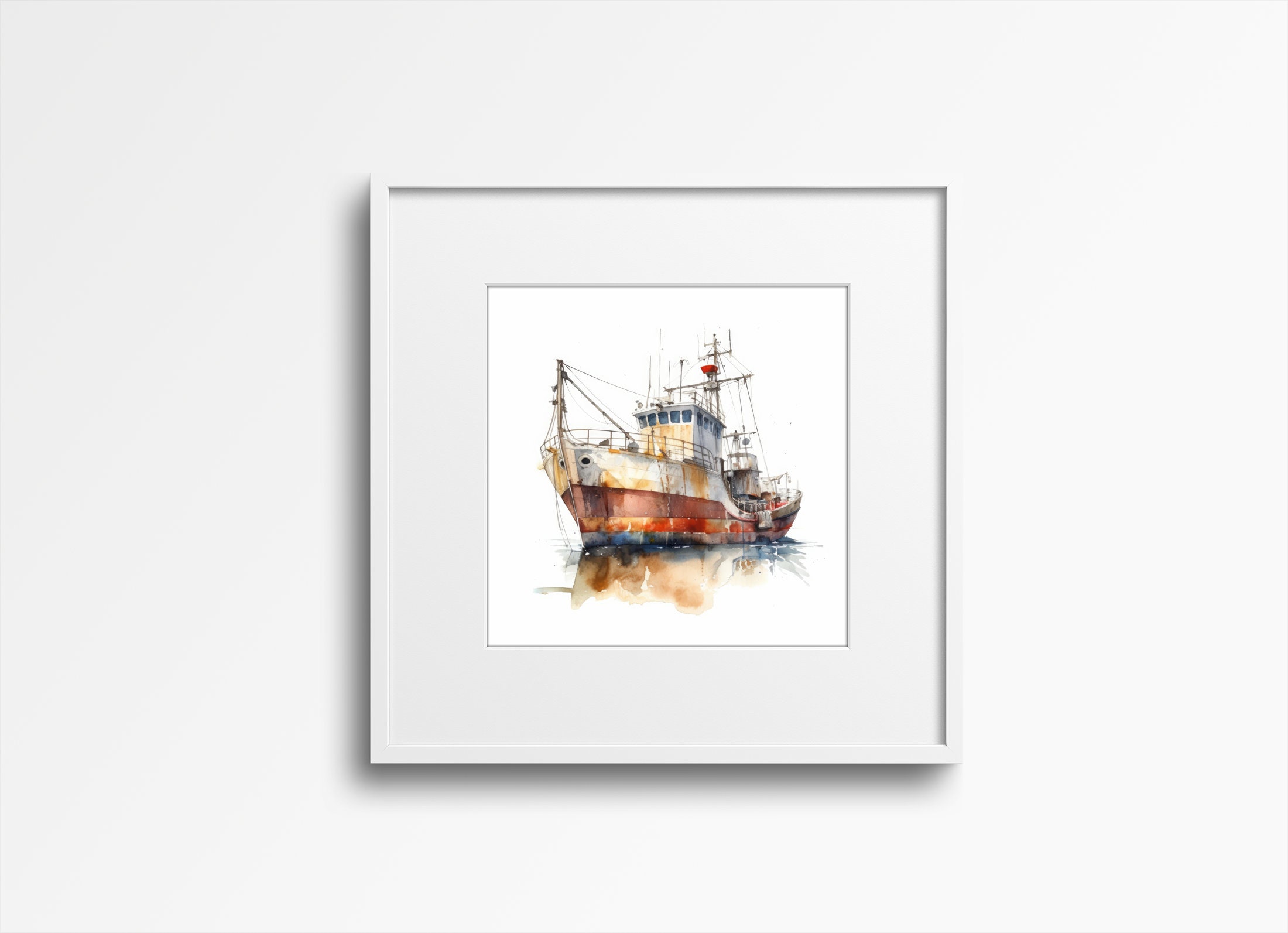 Nautical Trawler Boat Art Printable Clipart, 4 High-resolution Trawler ...