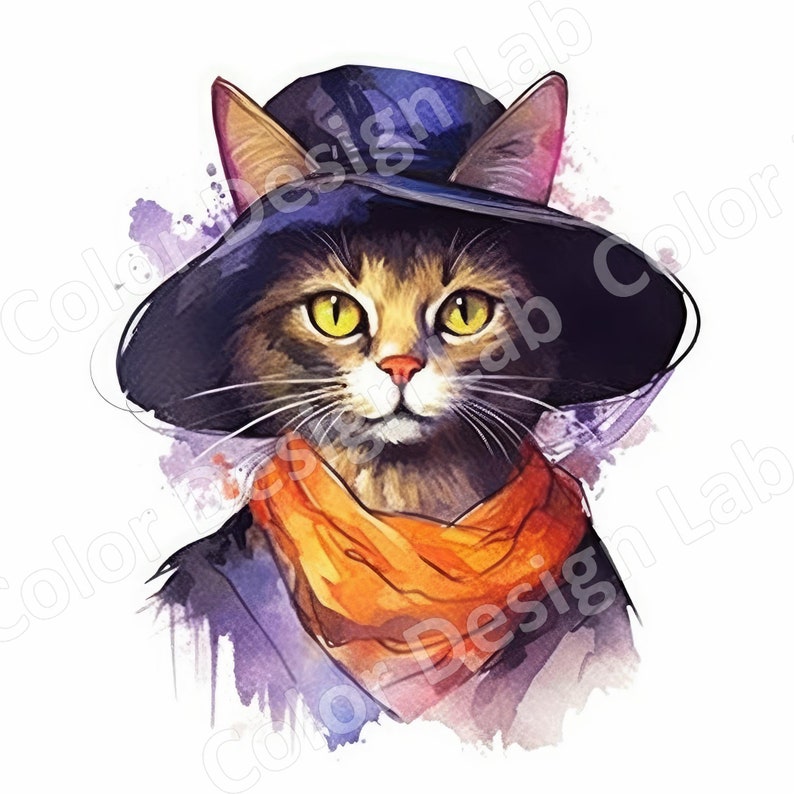 Witches Cat Clipart Set, 8 High-resolution PNG Images, Digital Download ...